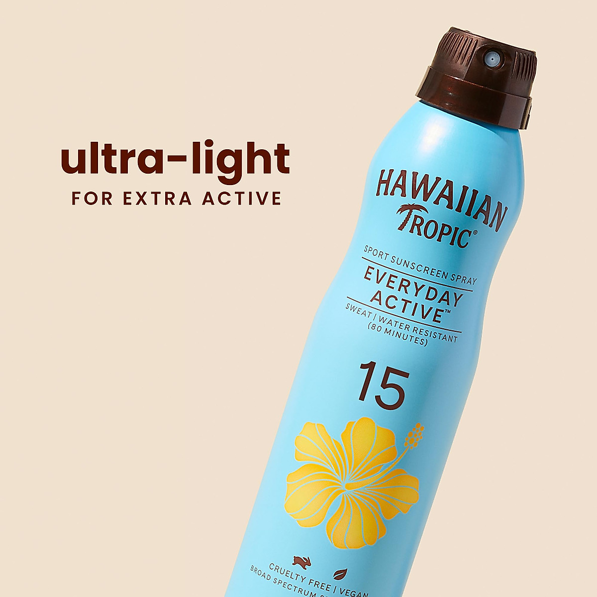 Hawaiian Tropic Everyday Active Clear Spray Sunscreen SPF 15, 6oz | Hawaiian Tropic Sunscreen SPF 15, Sunblock, Oxybenzone Free Sunscreen, Spray On Sunscreen, Body Sunscreen Spray, 6oz