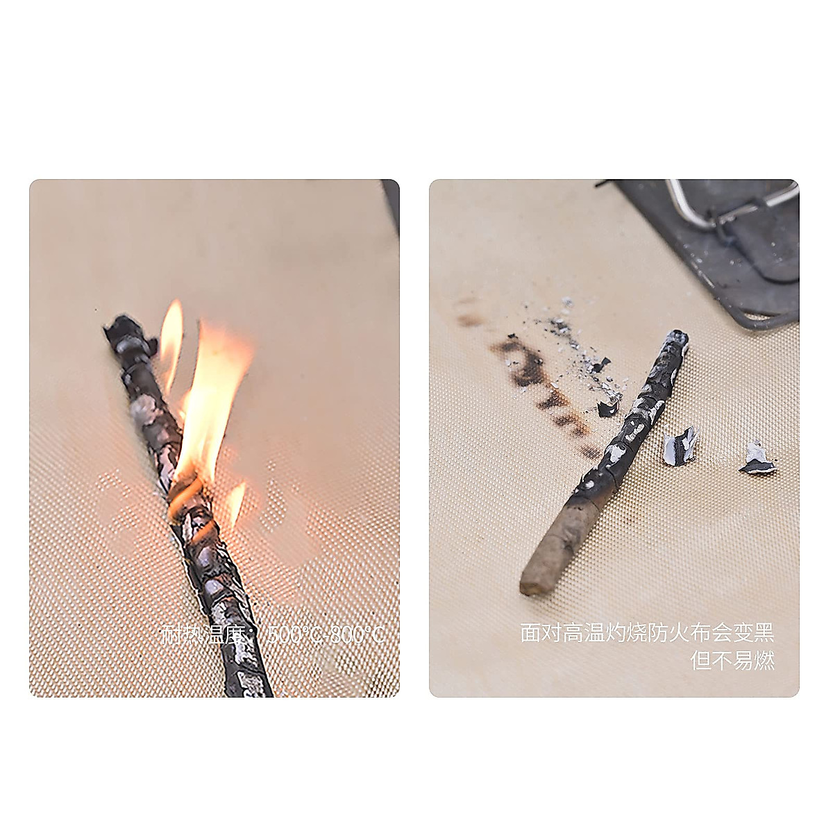 Fireproof Fire Pit Mat for Tent Stove, Portable Fire Blanket Temperature Resistant Flame Retardant Floor Grill Mat for Deck Patio Lawn Outdoor Camping BBQ Protection (Small: 19.7''L*19.7''W)