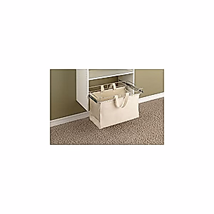 Easy Track Sliding Canvas Hamper Closet Storage, Off White