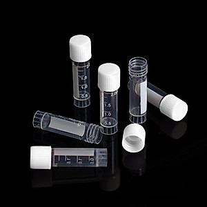 60 Pack Small Plastic Vials with Caps 2ml Lab Vials Screw Top Vials Cryogenic Vial Lab Frozen Test Tubes Small Vial Tub Container for Laboratory School Science Educational