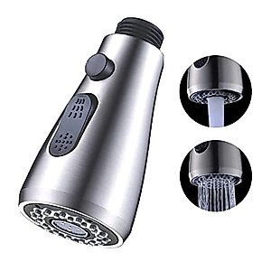 Pull Down Kitchen Faucet Sprayer Head Replacement Part - Pull Out Sink Sprayer Replacement Nozzle, Kitchen Faucet Head Hose Spray Tap Spout Only for G1/2 Connector (Brushed Nickel)
