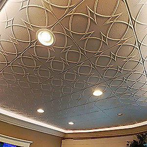 A La Maison Ceilings R82 Circles and Stars Foam Glue-up Ceiling Tile (128 sq. ft./Case), Pack of 48, Plain White