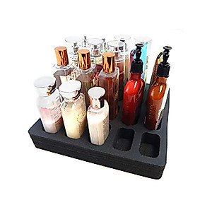 Polar Whale 2 Lotion and Body Spray Stand Organizers Tray Washable Waterproof Insert for Home Bathroom Bedroom Office 11.75 x 12.3 x 2 Inches 20 Slots Black 2pc Pair Set