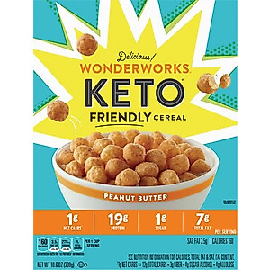 Peanut Butter Wonderworks Keto Friendly Breakfast Cereal, Keto Friendly Snack, 1g sugar, 10.6 oz