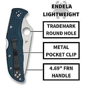 Spyderco Endela Lightweight Folding Knife with K390 Premium Steel Blade and Durable Blue FRN Handle - SpyderEdge - C243FSK390