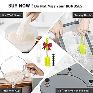 Lenwi 25 Lbs Rice Dispenser, Large Cereal Dry Food Storage Containers with Measuring Cup,BPA-Free Household for Kitchen Pantry Organization-Grey