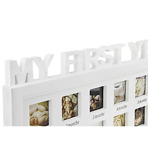 Picture Frames,Baby My First Year Photos Frame Photo Moments Keepsake Picture Frame Girls Boys Multi Photo Impression Kit Newborn Baby Infant Shower Frame Birthday Xmas Memories Christening Gifts