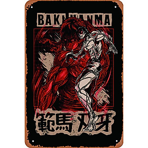Baki Hanma 3 Look Up cartoon poster Retro Metal Sign Vintage TIN Sign for Wall Decor Cafe Bar Office Home Art Sign Gift 12 X 8 inch