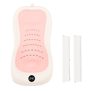 Baby Bath Support with Smart Temperature Sensing Technology, Soft and Supportive Design, Compatible with Most Baby Tubs, Anti Slip Bottom, Easily Foldable (Pinkish)