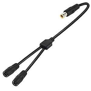 GINTOOYUN DC7909 Y Splitter Adapter Cable 14AWG DC 8mm 1 Male to 2 Female Power Cord for Portable Power Station, Solar Panel, Solar Power Bank,etc(60CM 2FT) Black