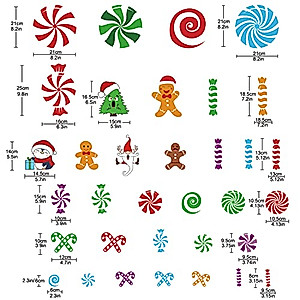 KIMOBER 33PCS Christmas Peppermint Floor Decals,Christmas Candy Santa Claus Gingerbread Wall Stickers for Xmas Party Decoration
