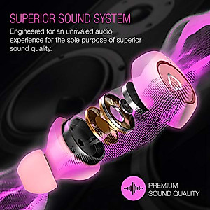 Purity True Wireless Earbuds with Immersive Sound, Bluetooth 5.0 Earphones in-Ear with Charging Case Stereo Calls/Built-in Microphones/IPX5 Sweatproof/Pumping Bass for Sports, Workout, Gym - Pink