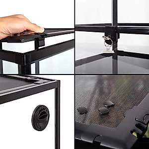 REPTI ZOO 3 in 1 Reptile Tall Terrarium, 16"x16"x30" Rainforest Habitat Double Hinge Door with Screen Ventilation Reptile Terrarium