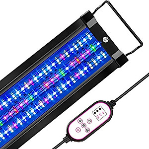 lucare 12-18 inches 18W Saltwater Aquarium Light with Full Spectrum LED, Exclusive Reef Coral Light Spectrum for 10-30 Gallon Marine Nano Fish Tank，Dimmable Dual Channel for Saltwater LPS & SPS