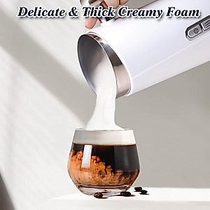 seydere Milk Frother and Steamer, Non-Slip Stylish Design, Hot & Cold Milk Steamer with Temperature Control, Auto Shut-Off Frother for Coffee, Latte, Cappuccino, Macchiato (white)