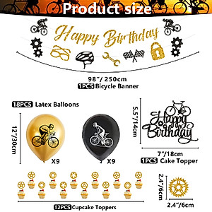 Bike Birthday Party Decorations, Including Banner, Cake Toppers, Balloons, Hanging Signs Bicycle Sports Theme Birthday Party Supplies for Kids and Bicycle Fans (B)
