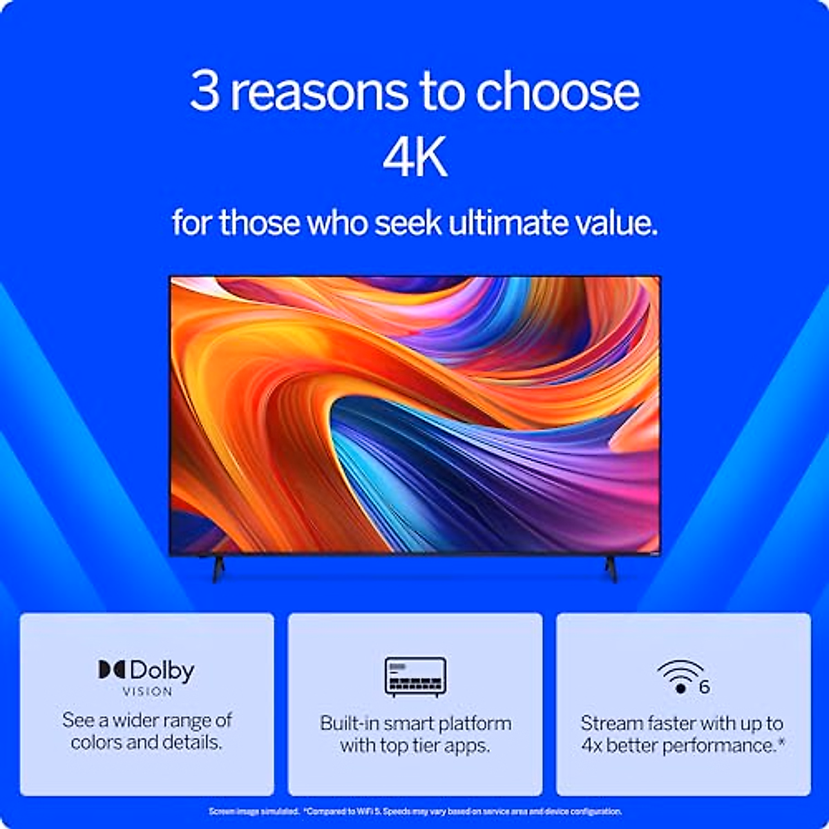 VIZIO 50" 4K Resolution HDR Smart TV, Dolby Vision HDR/HDR10+, WiFi 6 - (Renewed)