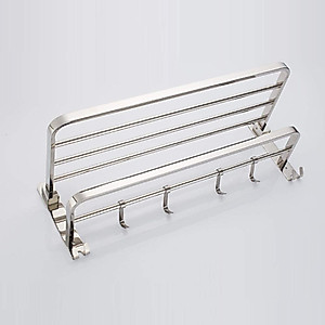 SUS304 Stainless Steel Thickened Mirror Polished Double Layer Foldable Towel Rack with Hook-Length 60CM Wall Mounted Towel Bar Hanging for Kitchen Bathroom Cupboard (Length 60CM)