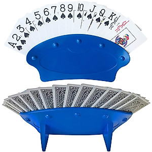 Yuanhe Set of 2 Playing Card Holder for Kids Seniors,Hands Free Cards Holders for Cards Game, Poker Parties, Family Card Game Nights (Blue)