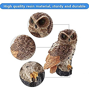 Yosoo Solar Powered Owl Light, Waterproof Garden Light Outdoor Lawn Resin Lamp for Home Garden Lighting(Brown)