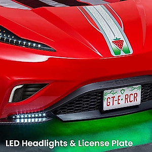 Cilek GTS EV Twin Race Car Bed, Remote Control, LED Lights, EV Sound FX, Vegan Leather Interior, License Plate, Red