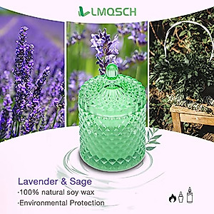 LMQSCH Candle, Scented Candle, Cotton Wicked Large Scented Candle, Luxury Candles Gifts for Women, Natural Soy Wax Aromatherapy Candle, 50 Hours Buring Time, 8.8oz Sage Lavender Mixed