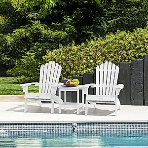 Cecarol Adirondack Chairs Set of 2, Outdoor Fire Pit Chair with Cup Holder, Adirondack Patio Chair Weather Resistant for Outside, Porch, Lawn, Garden- AC01S, White