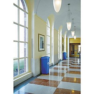 Rubbermaid Commercial Products Untouchable Square Trash/Garbage Can, 23-Gallon, Beige, Wastebasket for Outdoor/Restaurant/School/Kitchen