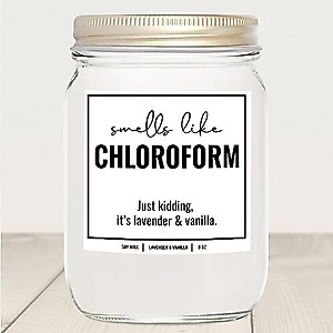 YouNique Designs Smells Like Chloroform Scented Candle, 8 Oz, True Crime Gifts for Women, Serial Killer Gifts for Women, Crime Junkie Merch, All Natural Soy Vegan Candles (Lavender & Vanilla)