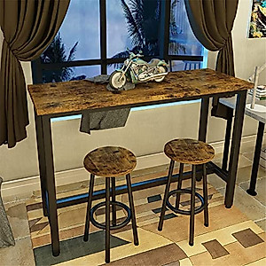 DKLGG Small Bar Table with Stools, Rectangle Bar Table and Chairs Set, Counter Height Tabletop for Breakfast Restaurant Dinner Living Party Room Small Space, 3-Piece Pub Dining Furniture, Bistro Set