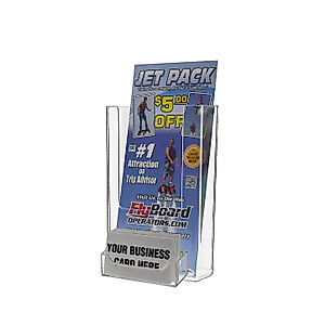 Marketing Holders 4 Pack Brochure Holder with Hardware for 4 Inch Trifolds and 3.5" x 2" Cards Printed Media for Tourist Attractions Gift Shops Retail Flyers Clear Acrylic Wall Mount