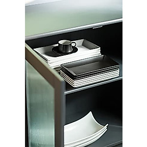 Gomakren Black Serving Platter Set of 4 Porcelain Serving Plates Rectangular Serving Dishes and Platters Serving Trays for Party Food Appetizer Salads Sushi, 10 Inches Black Serveware Gifts