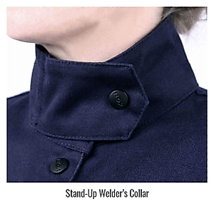 Black Stallion JF1015-NB AngelFire Women's FR Cotton Welding Jacket, Navy & Black, Large