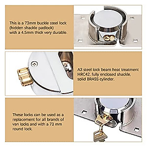 BJTDLLX 2pcs Van Door Lock & Hasp Set, Hidden Shackle Garage Shed Door Master Lock Security Padlock, Heavy Duty Steel Trailer Door Lock Cargo Van Lock Hasp Padlock Kit 73mm with 2Locks and 4Keys