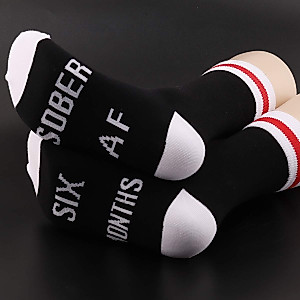 TSOTMO Sobriety Anniversary Socks Sobriety Gift AA NA Recovery Socks Sober AF Encouragement Gift (Sober 6 months)