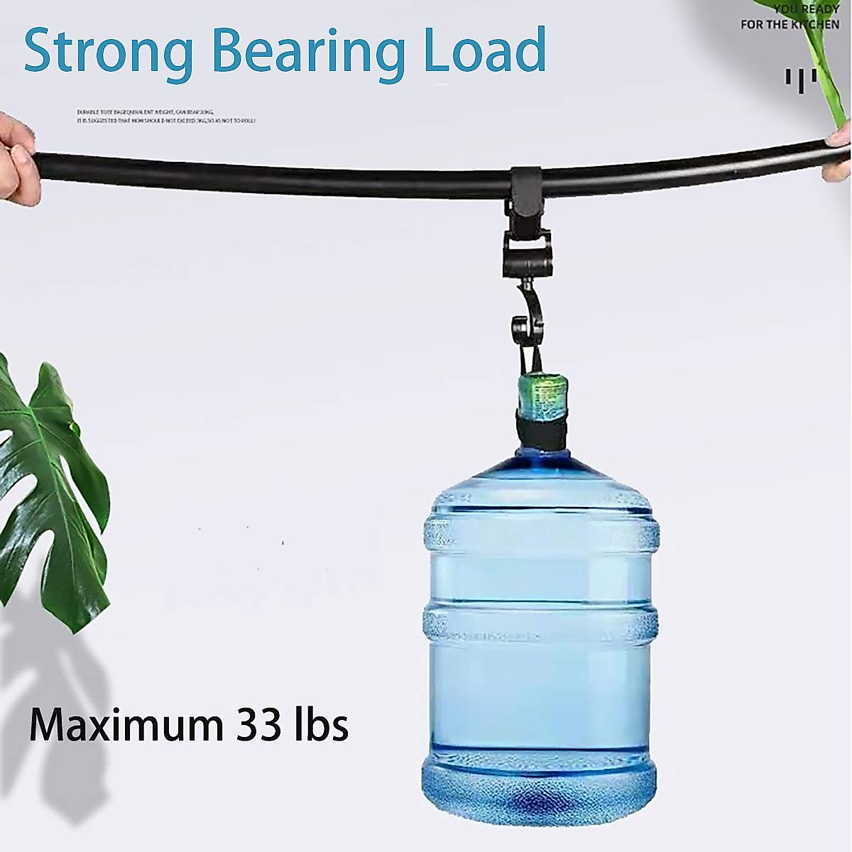 RAYCLOUD Baby Stroller Hooks 4 Pack for Bags Backpacks, Leather Hooks with Carabiners Pram Pushchair Clips D Ring Metal Multipurpose Mommy Hooks Stroller Accessory for Shopping Walking (Dark Black)