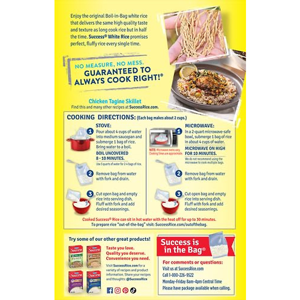 Success Boil-in-Bag Rice, White Rice, Quick and Easy Rice Meals, 21-Ounce Box