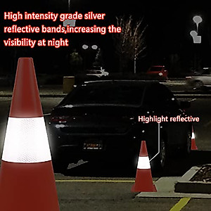 15 inch Traffic Safety Cones with Reflective Collars,[4 Pack]Orange Construction Cones| Parking Cones| Soccer Training Cones |Road Cones for Parking lot, Driveway, Sport and Driving Training.