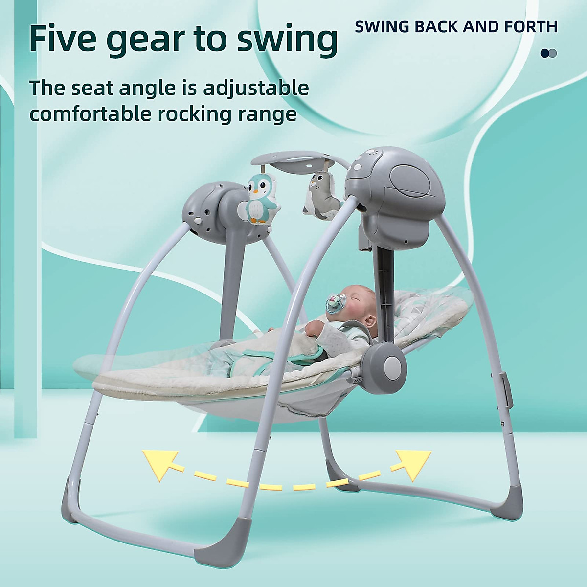 Vannetgo Comfort Portable Swing,Comfort Baby Rocking Chair with Soothing Music，Foldable,Bionic Design, Baby Rests Peacefully (WTY25122)