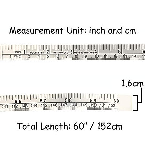 WIN TAPE Workbench Ruler Adhesive Backed Tape Measure 60inch 152cm (Left to Right - Inch/cm)