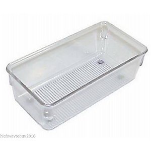 Interdesign Drawer Organizer Clear Linus 3" X 6" X 2" Clear Plastic With Ribbed Bottom