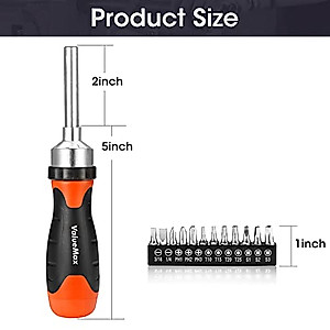 ValueMax 13-in-1 Multi-bit Ratcheting Screwdriver Set Tool All in One, Portable Multi-purpose Ratchet Screw-driver, Slotted/Philips/Torx/Square