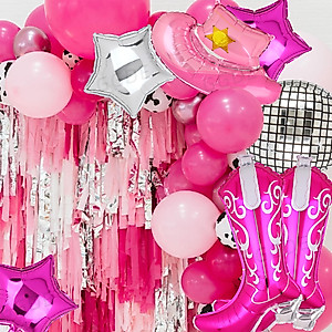 Disco Cowgirl Party Decorations Cowgirl Boot Balloons Cowboy Hat Balloons 90s 80s Birthday Let's Go Girls Western Bridal Shower Last Rodeo Bachelorette Theme Party Decor Supplies 10 Pcs Pink
