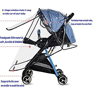 Baby Stroller Rain Cover with Mosquito Net Universal Stroller Cover Plastic Wind Weather Shield EVA Baby Travel Stroller Accessories