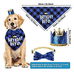 Selemoy Dog Birthday Party Supplies, Dog Birthday Hat Bandana Scarf with Cute Dog Bow Tie, Flag, Balloons for Small Medium Dogs Pets, Doggie Birthday Party Supplies Decorations