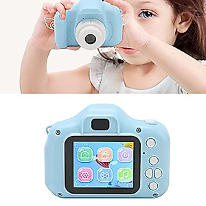 Emoshayoga Toddler Camera, Blue 400mAh Capacity Small Digital Camera Front Rear 8MP 1080P HD Video with 32G Memory Card for Outdoor