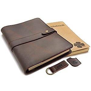 Le Vent Refillable Leather Journal for Men and Women – 2 Bound Notebooks Lined and Blank – 8x5 A5 Leather Cover for Writing Notebook - Brown Vintage Diary for Travelers, Writers and Business
