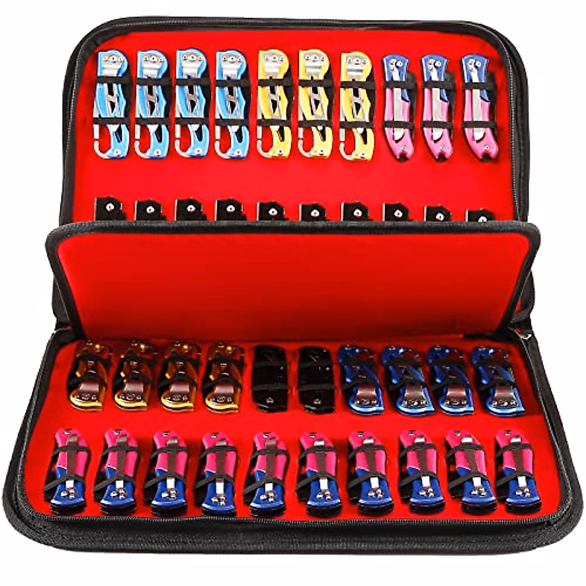 QEES Knife Case,Knife Display Case,Knife Storage,40 Slots Folding Knife Holder Organizer,Butterfly Pocket Knife Carrier,Knives Collection Protector For Men Survival Tactical Outdoor EDC Mini Knife