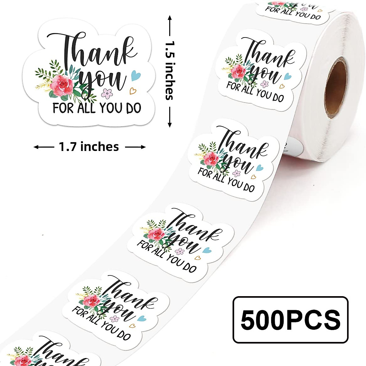 PNTKION Thank You for All You Do Cute Small Shop Stickers, 500 Labels Per Roll