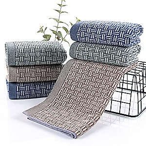 Pidada Hand Towels Set of 2 100% Cotton Checkered Pattern Absorbent Soft Decorative Towel for Bathroom 13.4 x 29.1 Inch (Gray)
